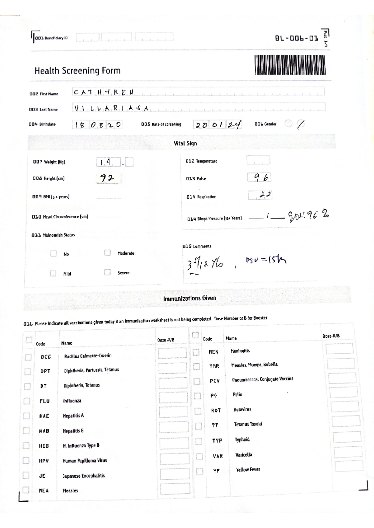 Cathyren Villiarasa - To use as lesson guide - 001 Beneficiary ID PAGE ...
