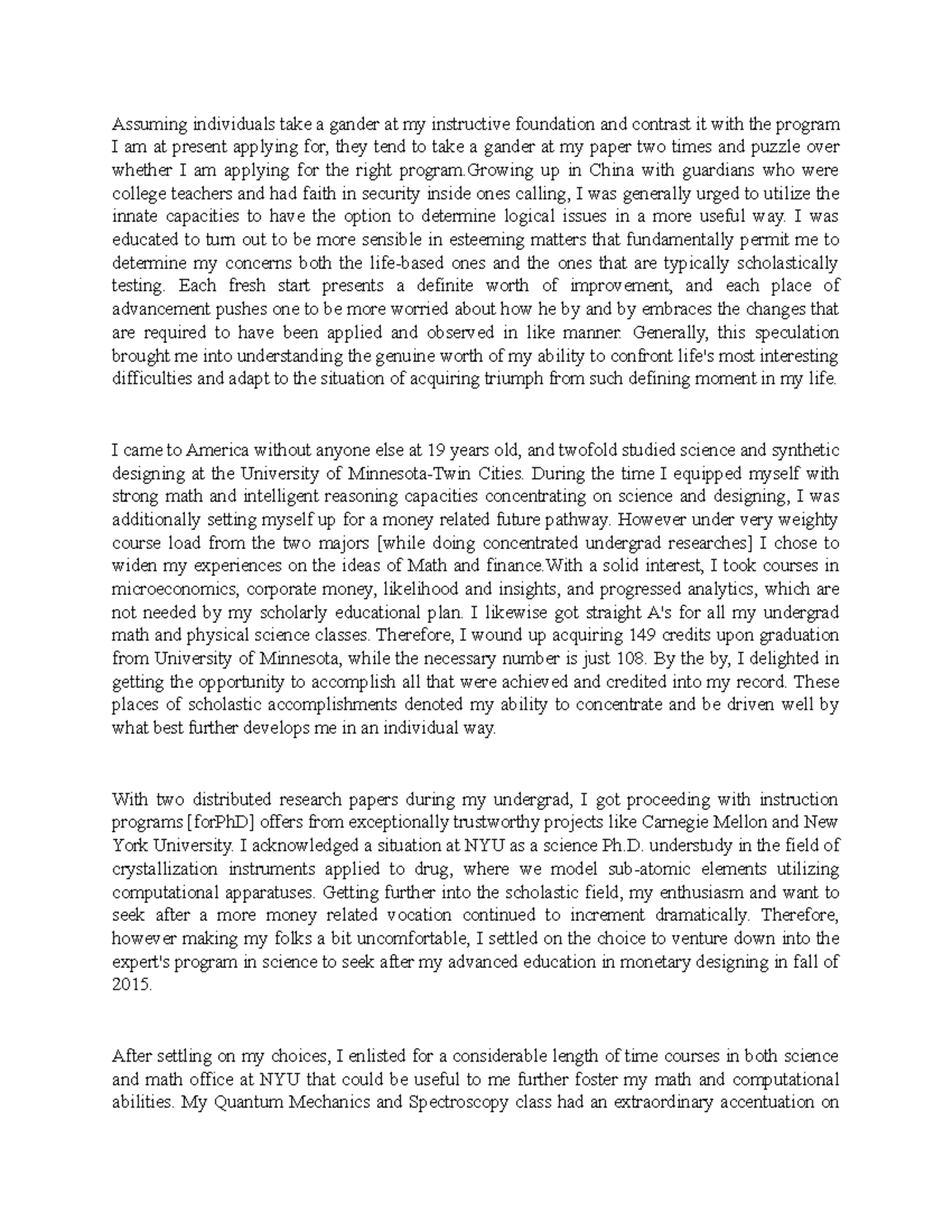 Reflection - Financial Engineering Master - Assuming individuals take a ...