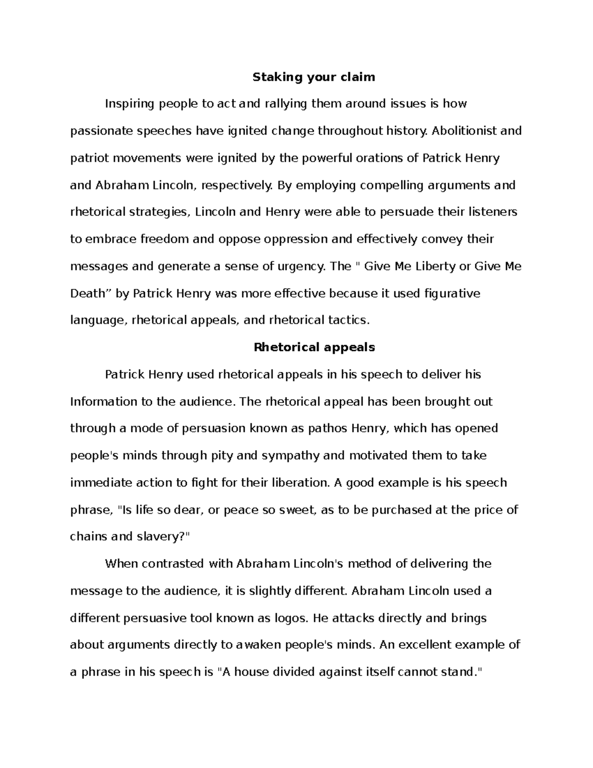 Staking your own claim 1 - Staking your claim Inspiring people to act ...