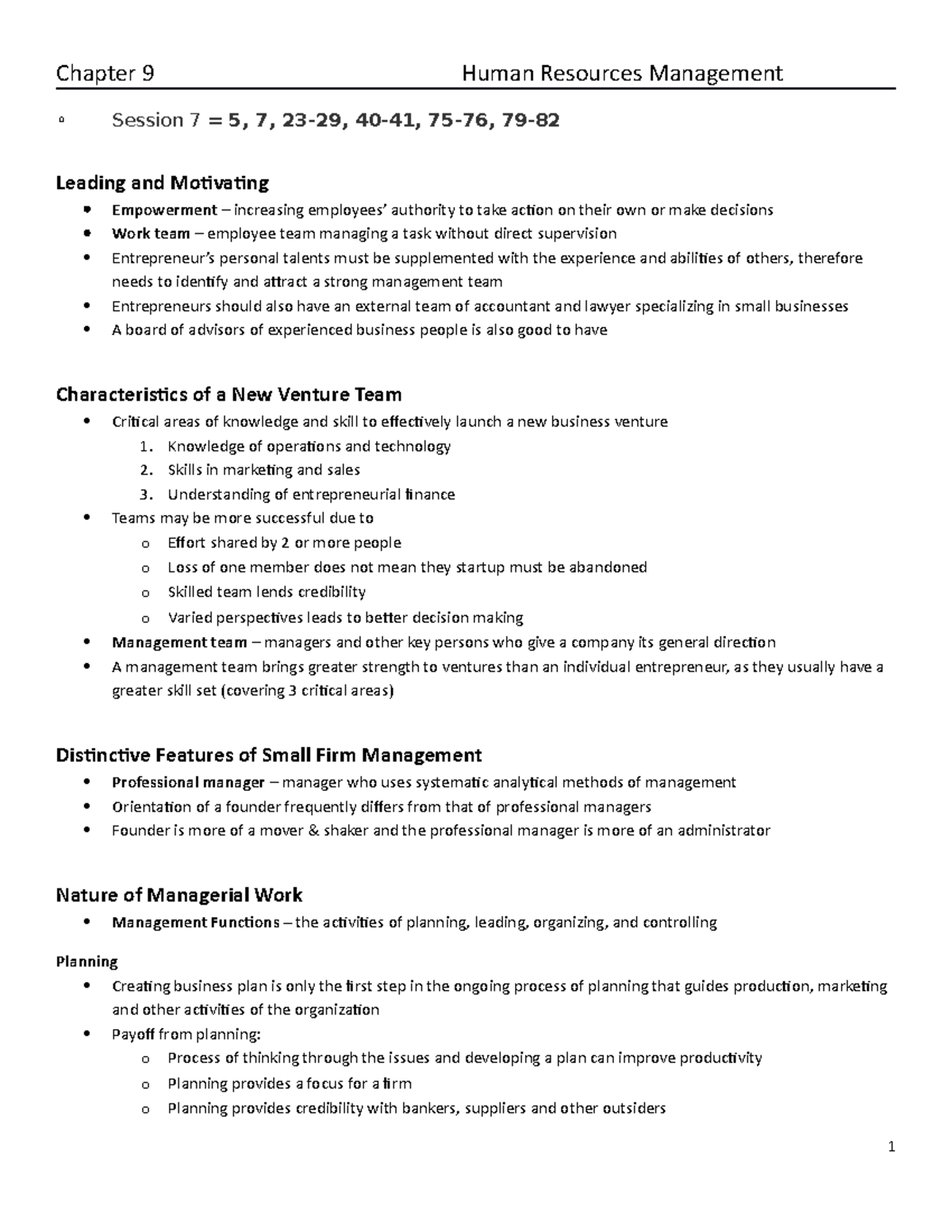 Chapter 9 - Summary New Venture and Small business management - Chapter ...