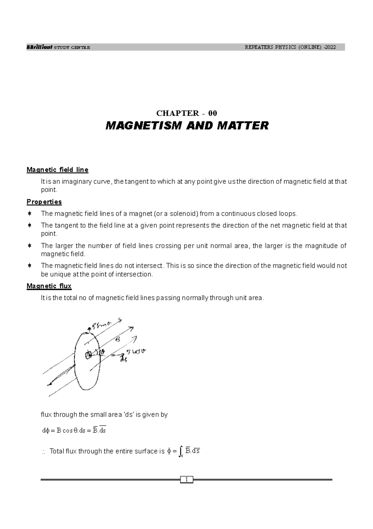 Magnetism and matter. - BBrilliant STUDY CENTRE REPEATERS PHYSICS ...