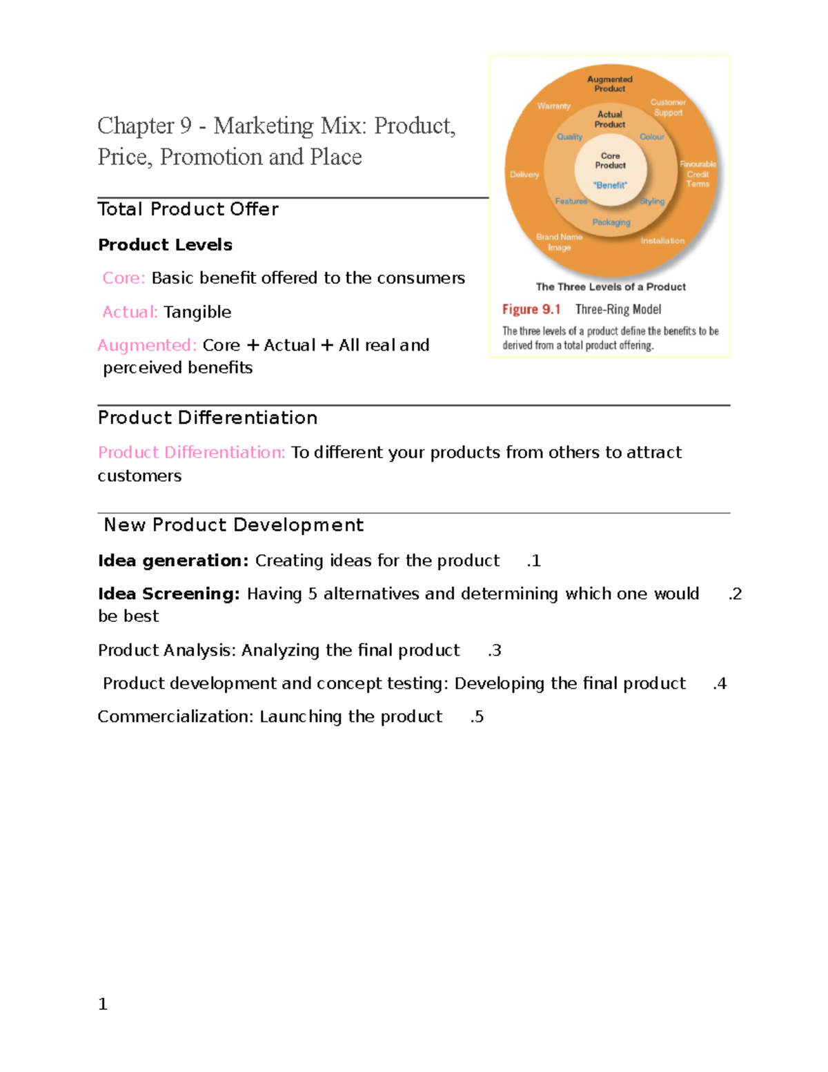 Business Chapter 9 Notes - Chapter 9 - Marketing Mix: Product, Price ...