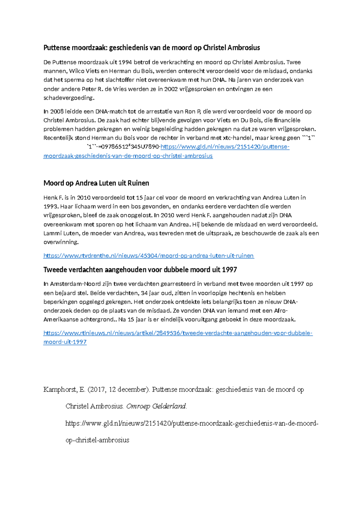3 samengevatte artikelen - Puttense moordzaak: geschiedenis van de ...