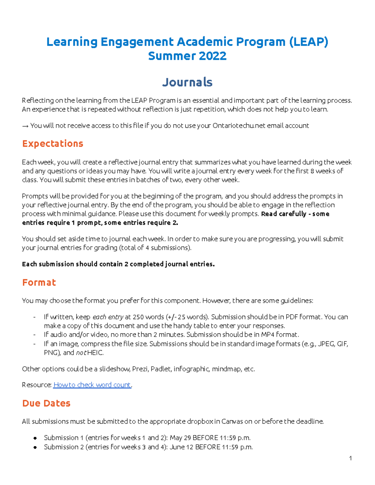LEAP Summer 2022 Journals Entries - Learning Engagement Academic ...