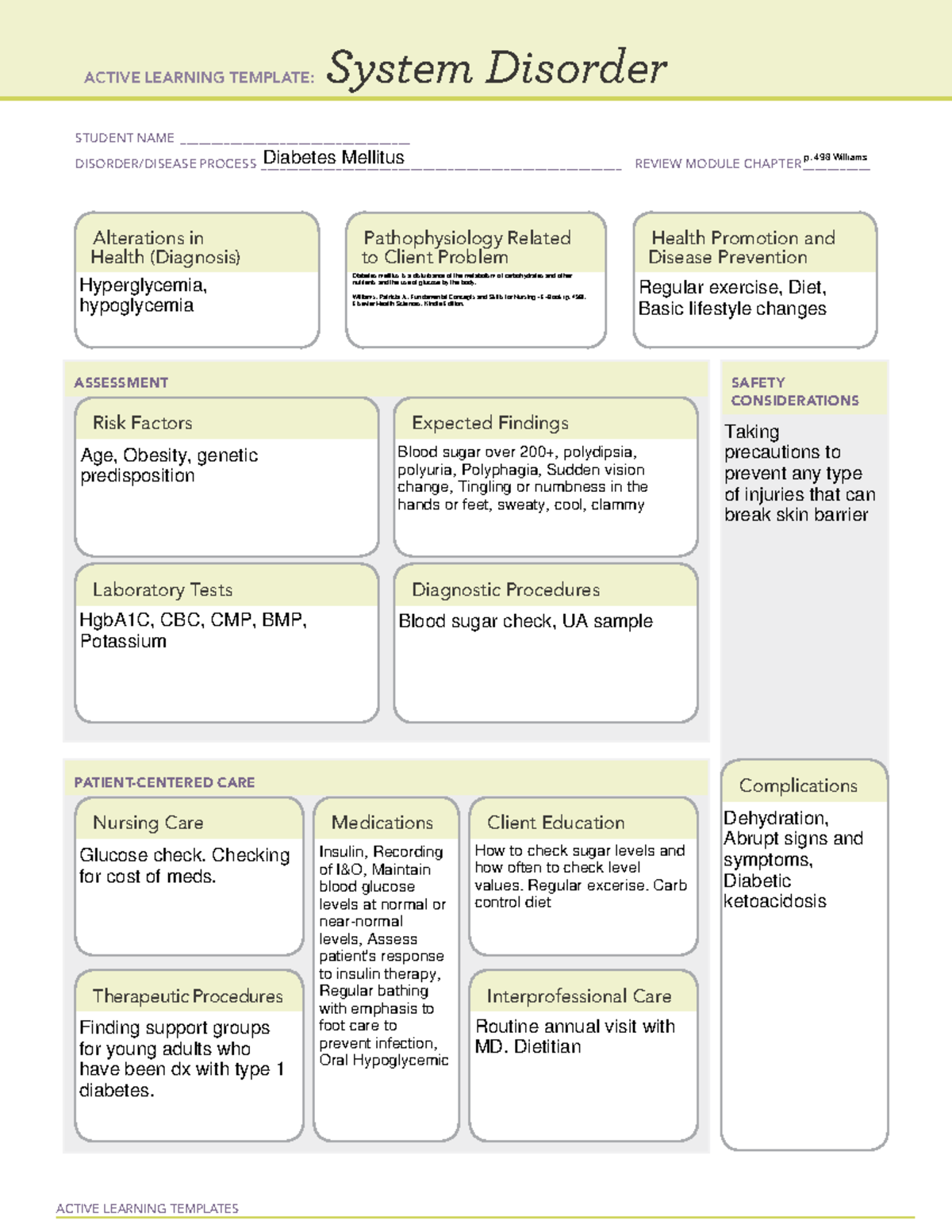 Diabetes mellitus system disorder - ACTIVE LEARNING TEMPLATES System ...