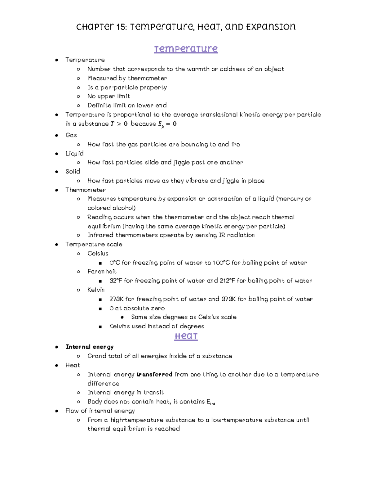 Physics notes 2-15 - Google Docs - Chapter 15: Temperature, Heat, and ...