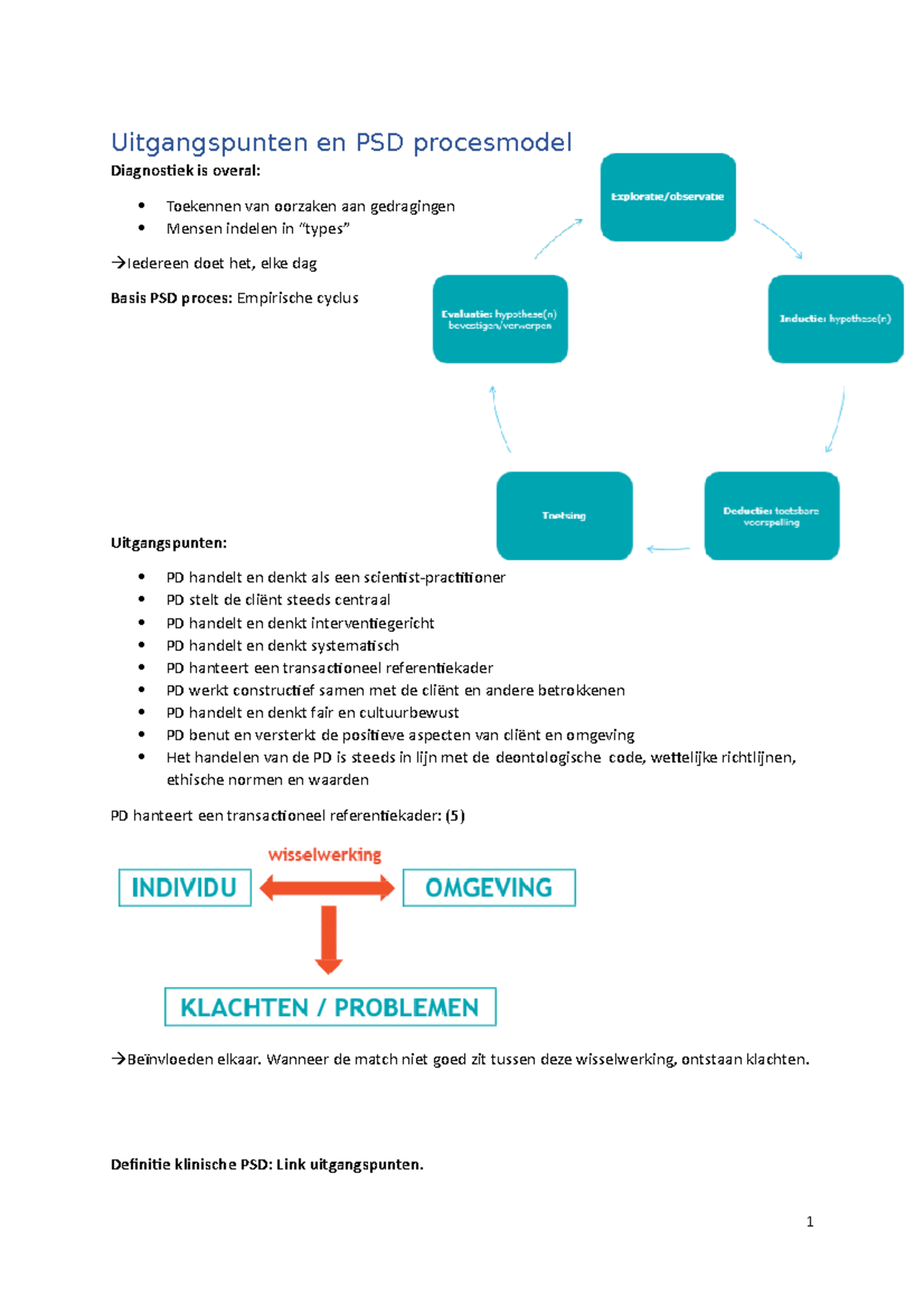 PSD samenvatting hoorcolleges - Uitgangspunten en PSD procesmodel ...