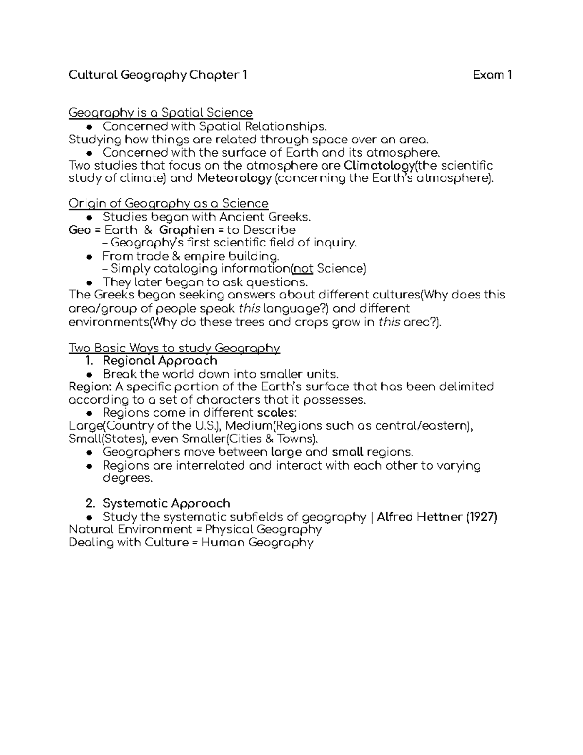 Cultural Geography Chapter 1 - Studying how things are related through ...