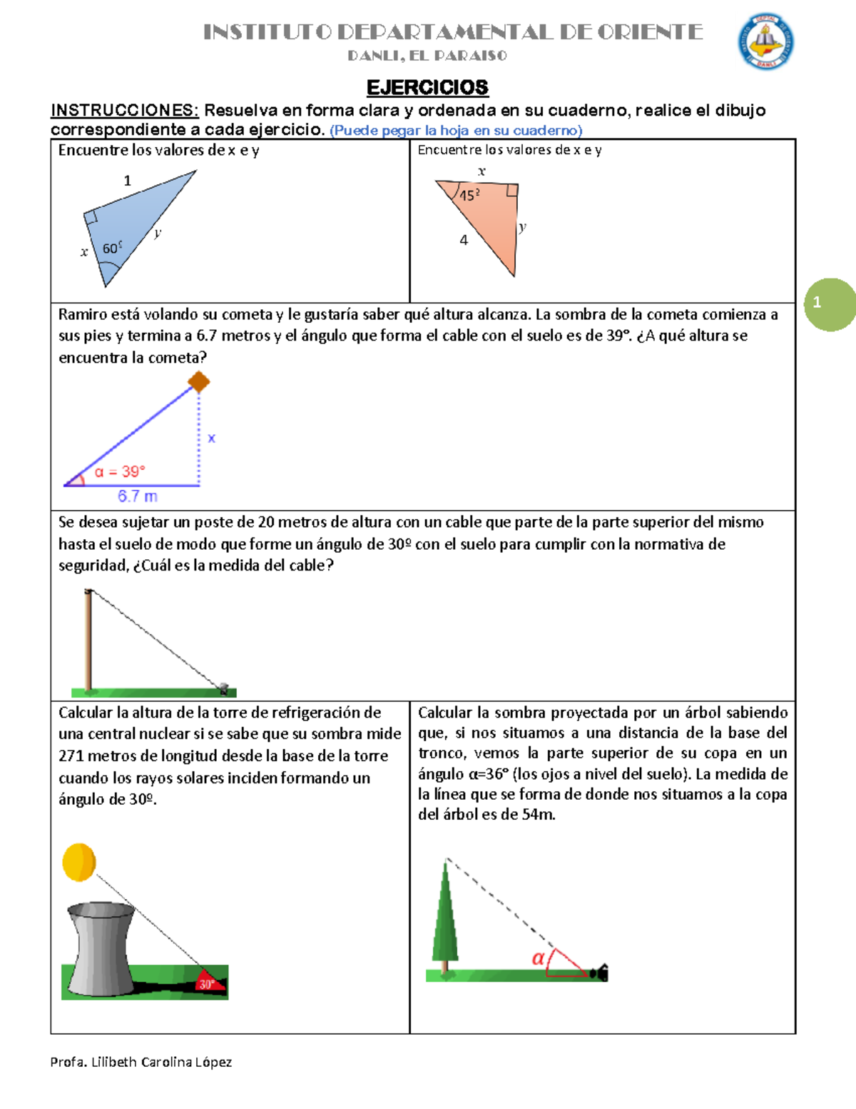 Ejercicios de Tan, sen y coseno - INSTITUTO DEPARTAMENTAL DE ORIENTE ...