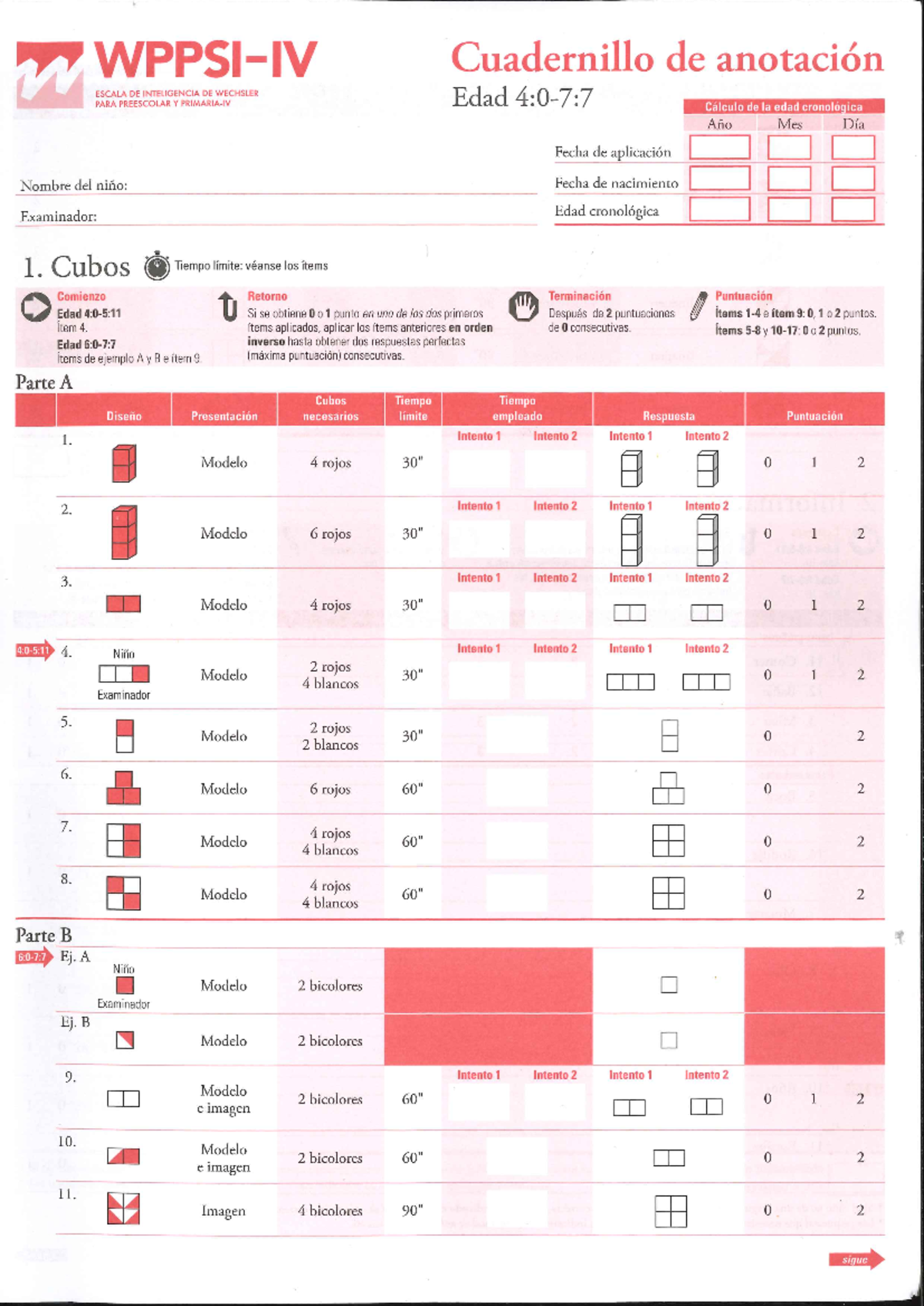 Wppsi IV Cuadernillo Anotacion 4a 7a 7m - Psicopedagogía Terapeutica ...