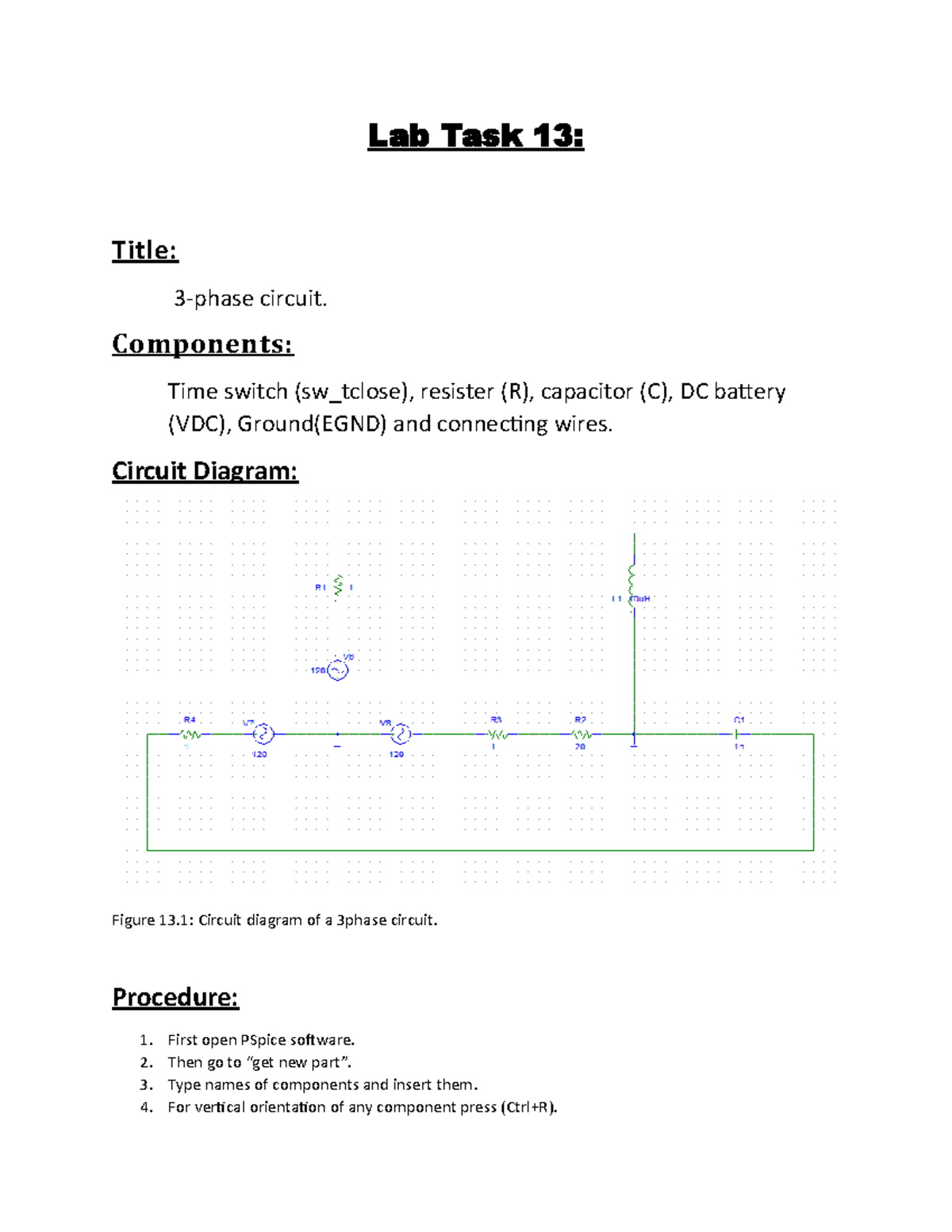 3-phase circuit - Lab Task 13: Title: 3-phase circuit. Components: Time ...