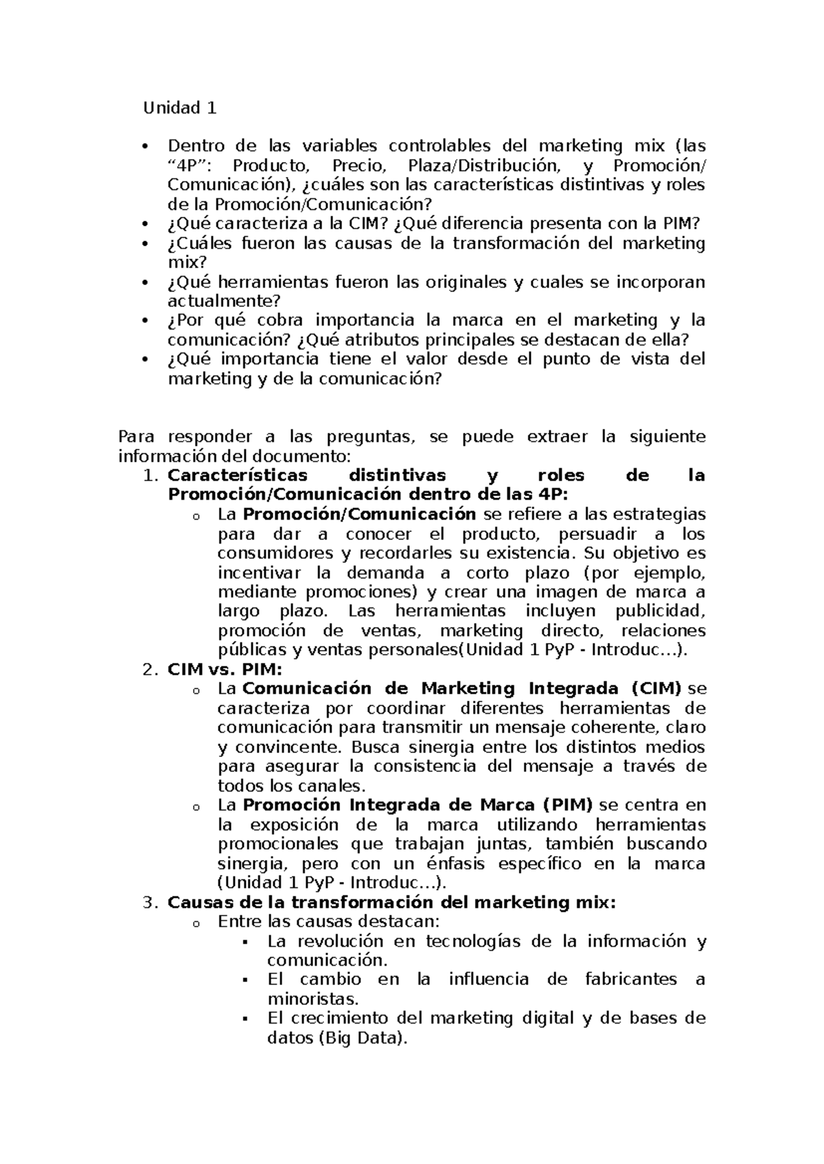 Resumen Publi y promo unidad 1 - 3 - Unidad 1 Dentro de las variables ...