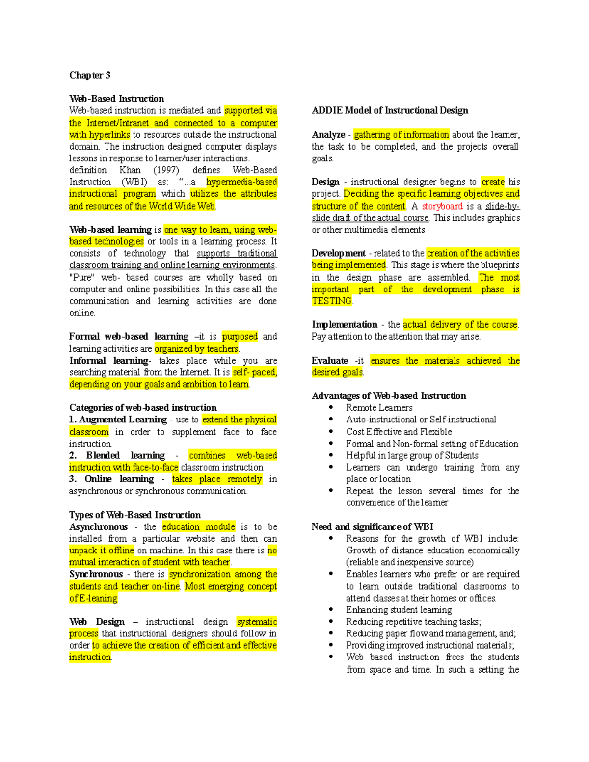 Reviewer Special Topics - Chapter 3 Web-Based Instruction Web-based ...