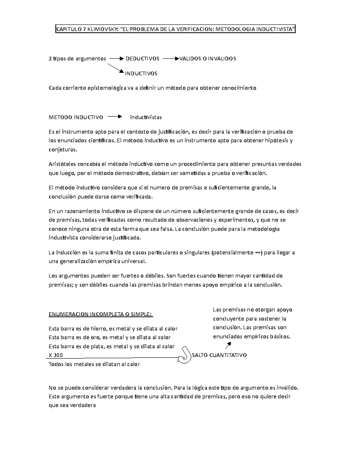 Resumen Parcial MCS - Metodologia giuridica - CAPITULO 7 KLIMOVSKY: “EL PROBLEMA DE LA ...