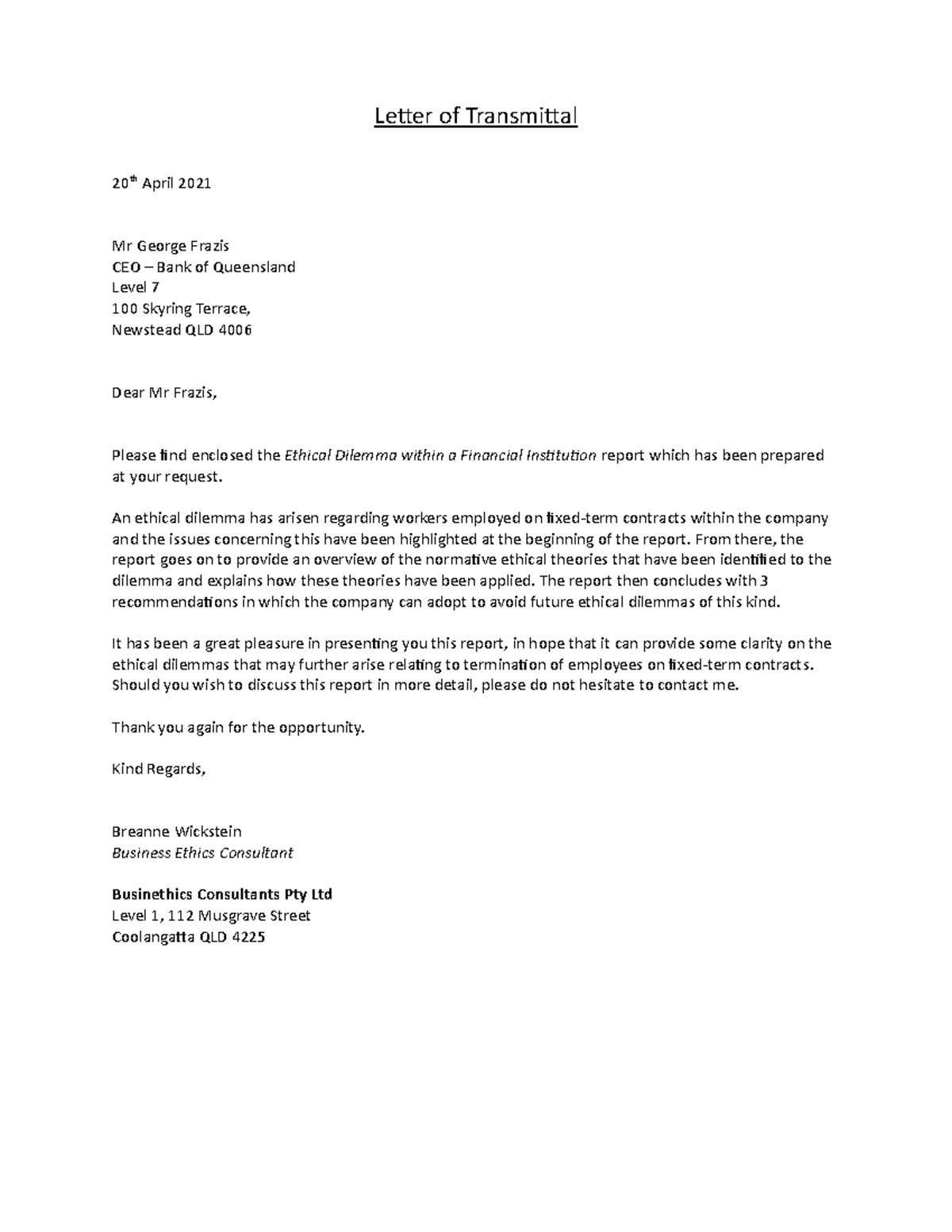 Ethical Dilemma - MGT2204 Assignment Business Ethics and Governance ...