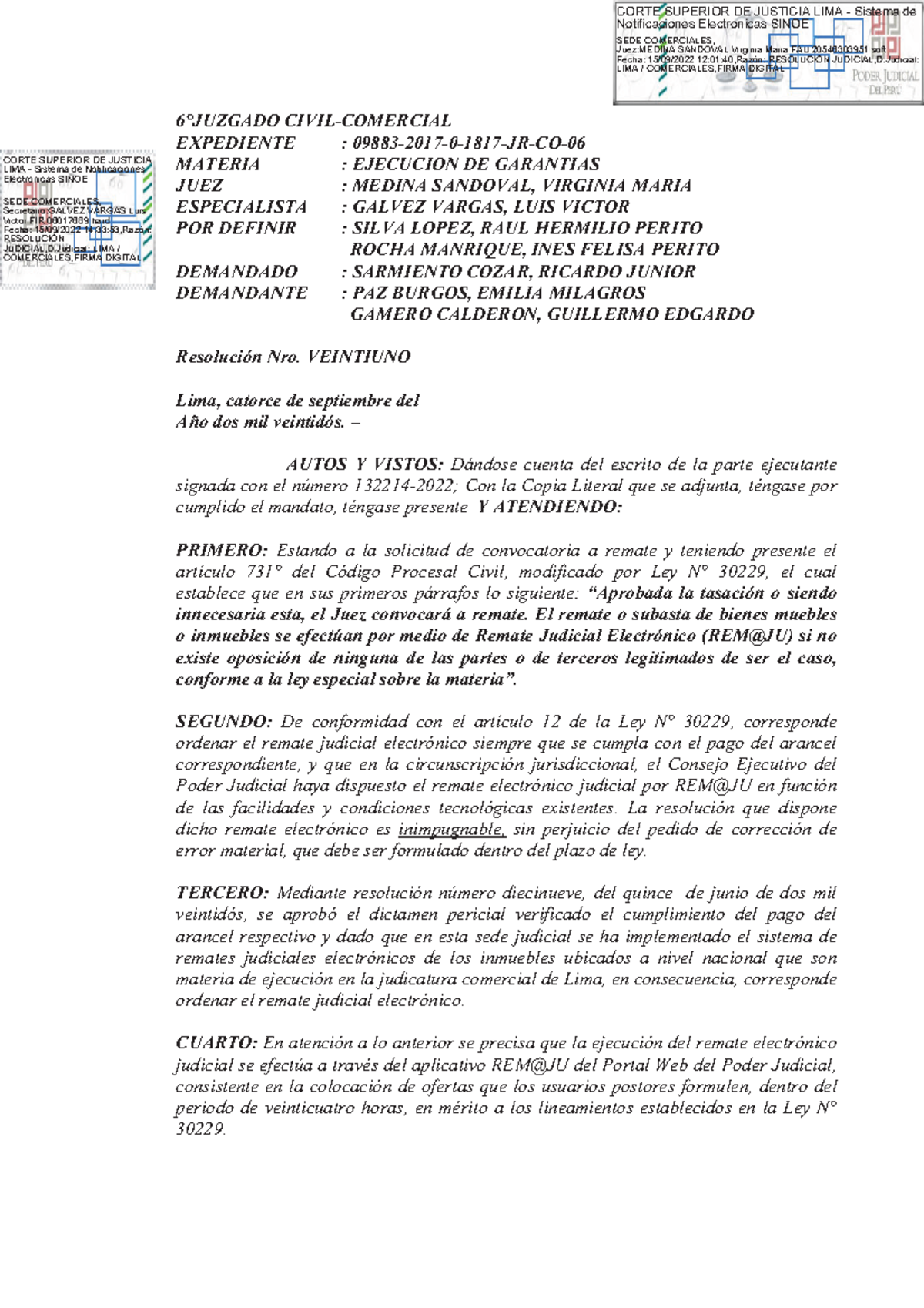 Resolucion - ASFDASF - 6°JUZGADO CIVIL-COMERCIAL EXPEDIENTE : 09883 ...