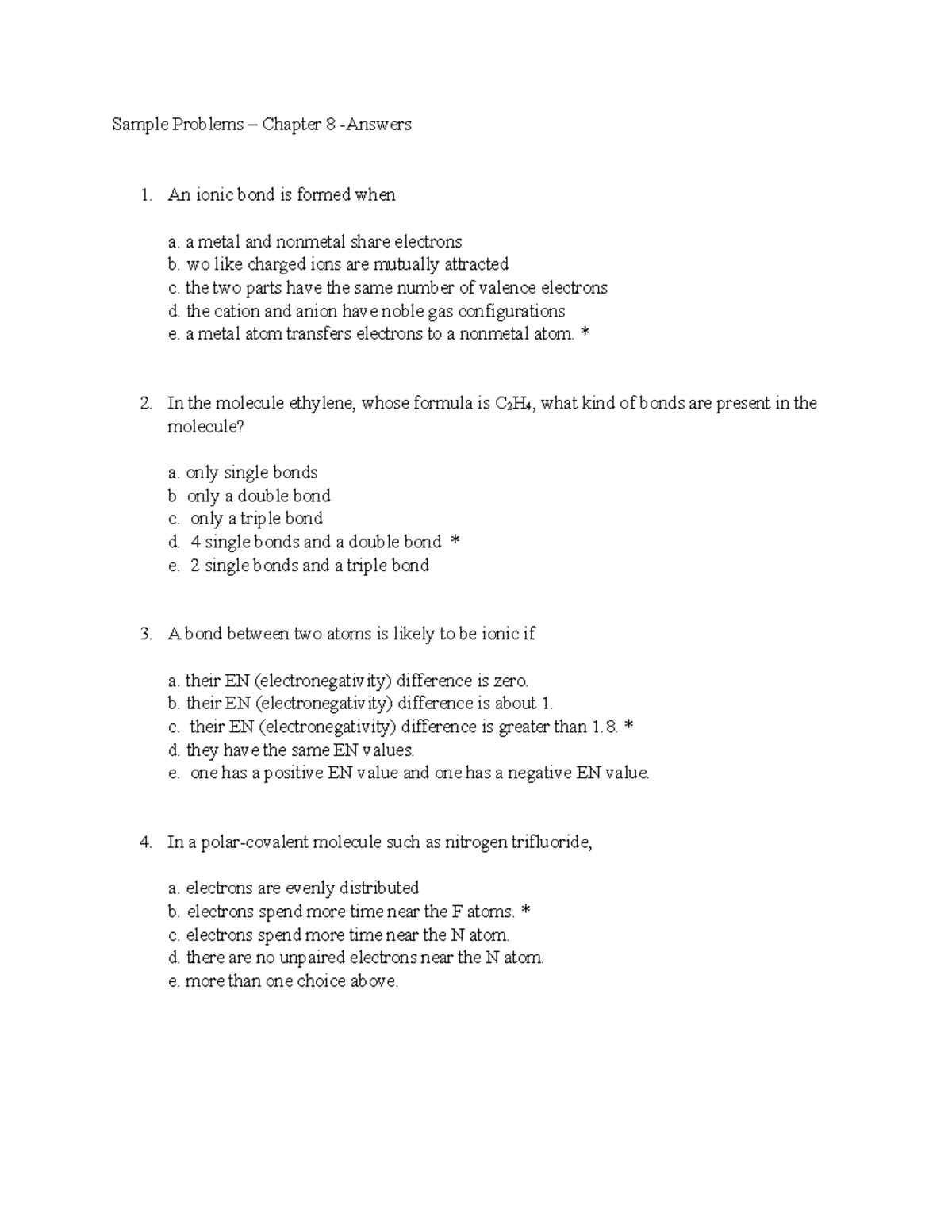 Sample Problems Chapter 8 answers - Sample Problems – Chapter 8 ...