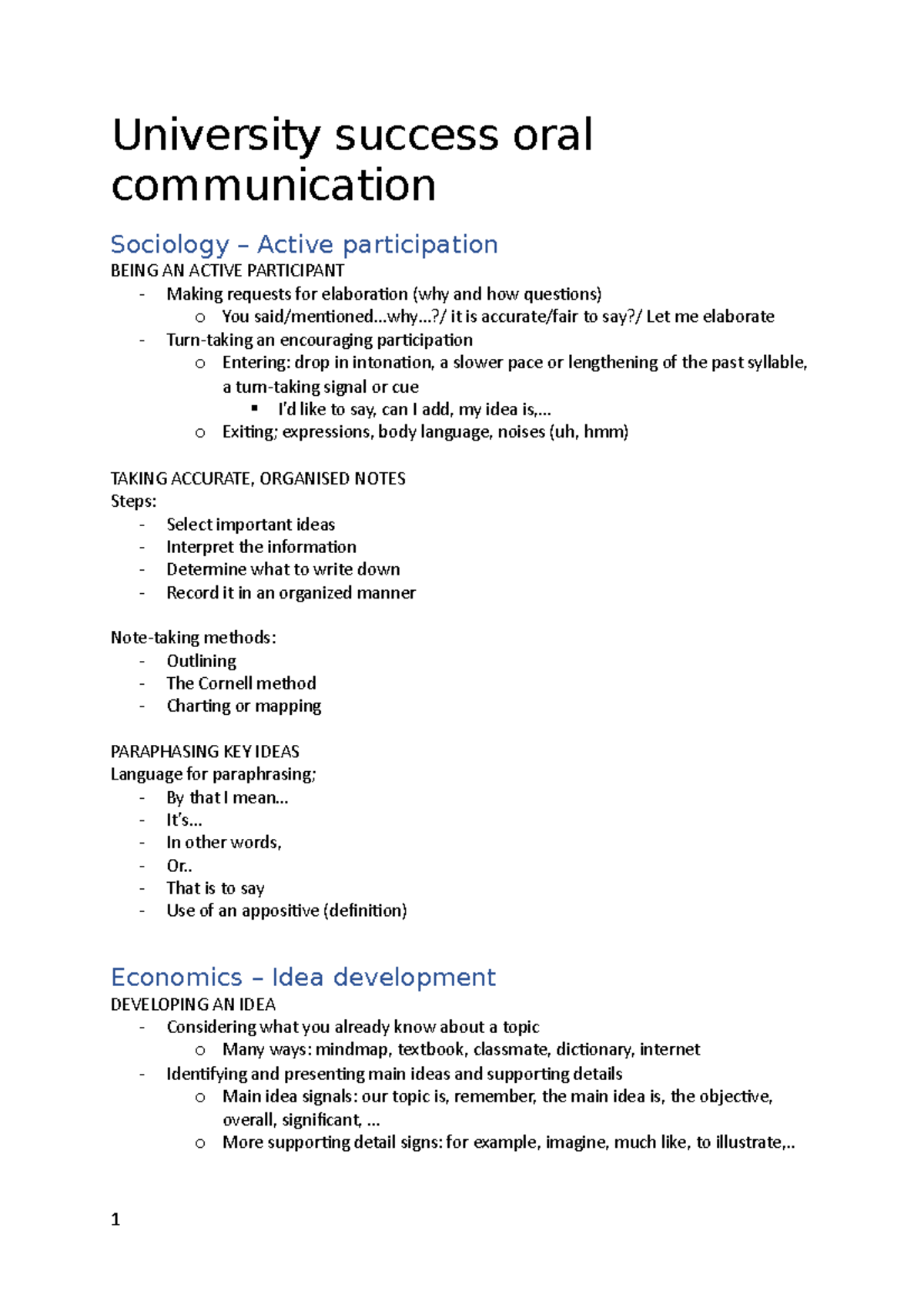 University succes oral communication - University success oral ...