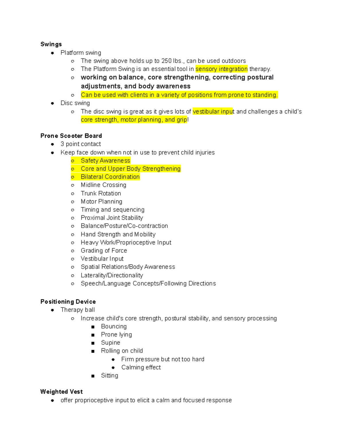 OCC 541 Case Study 4 - Dr. P - Swings Platform swing The swing above ...