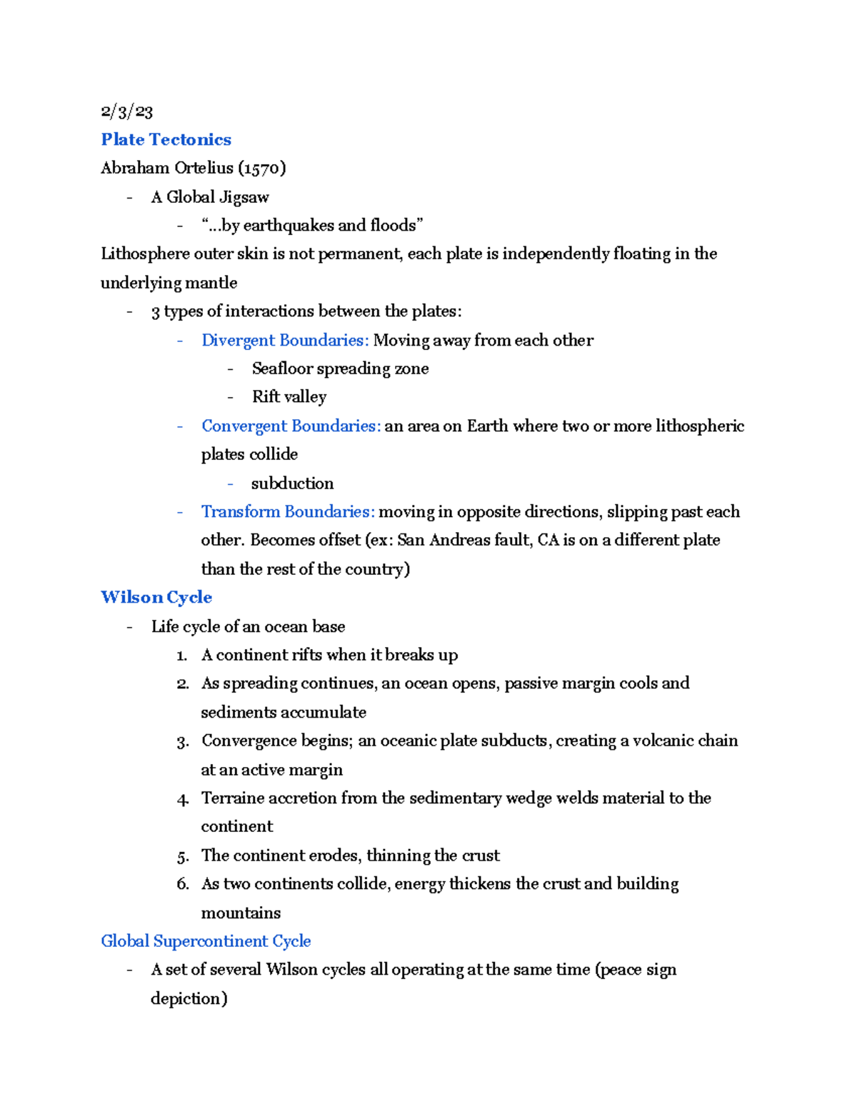 GEOG Lecture 7 - detailed notes from in-person class - 2/3/ Plate ...