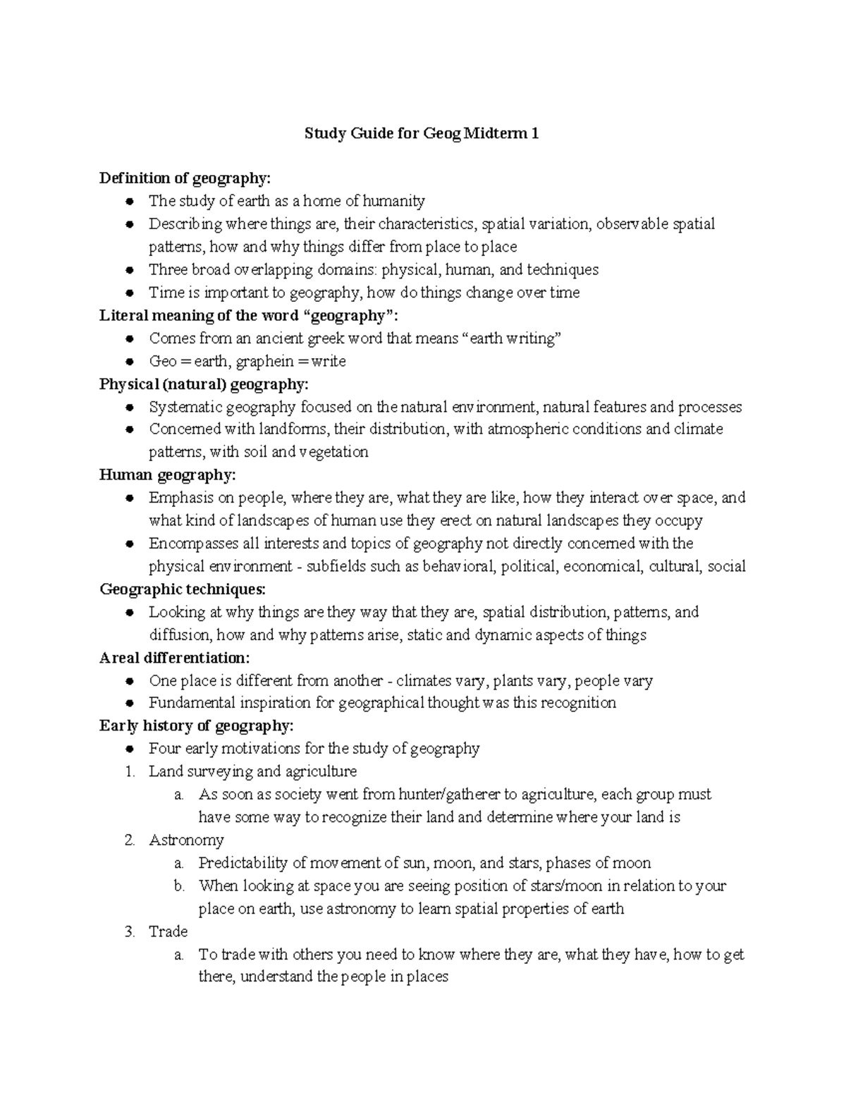 Midterm 1 Study Guide Practice - Study Guide for Geog Midterm 1 ...