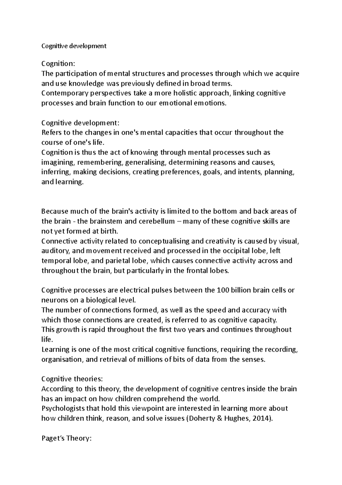 Introduction Cognitive development - Cognitive development Cognition ...