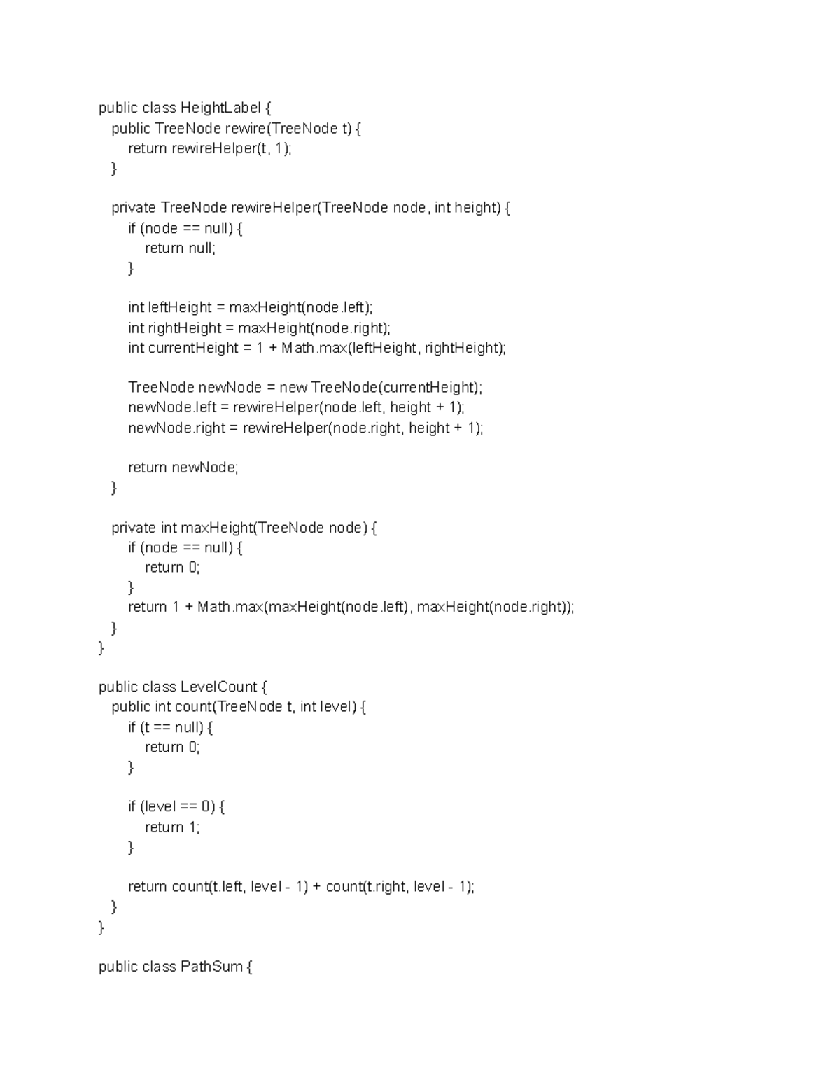 Cheatsheet - notes - public class HeightLabel { public TreeNode rewire ...