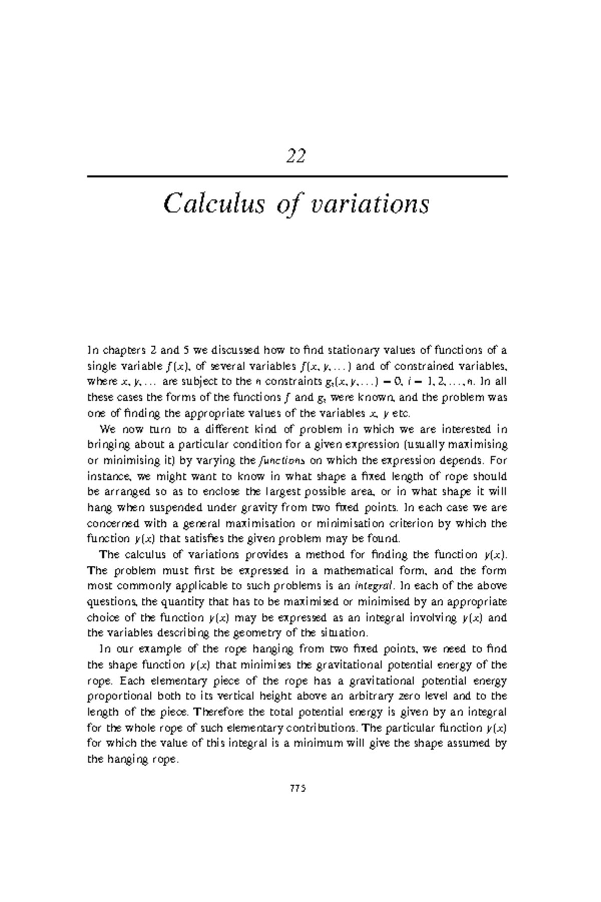 Physics Engineering (65) - 22 Calculus of variations In chapters 2 and ...