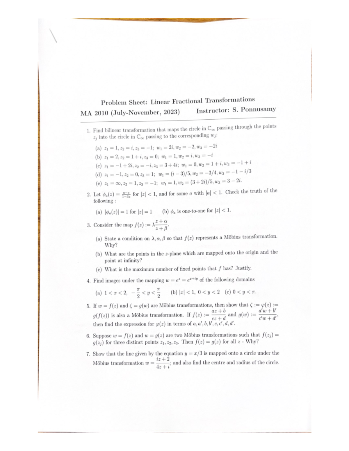 MA2010 problem set 2-1 - Complex analysis - Studocu