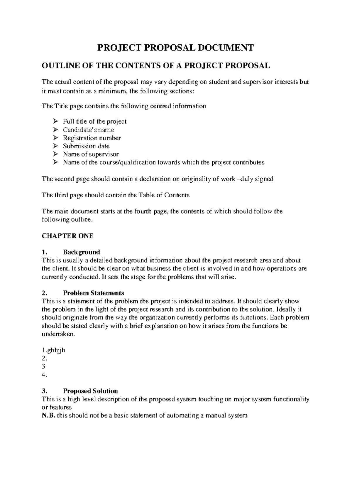 P2 Project Proposal Document Guide - PROJECT PROPOSAL DOCUMENT OUTLINE ...