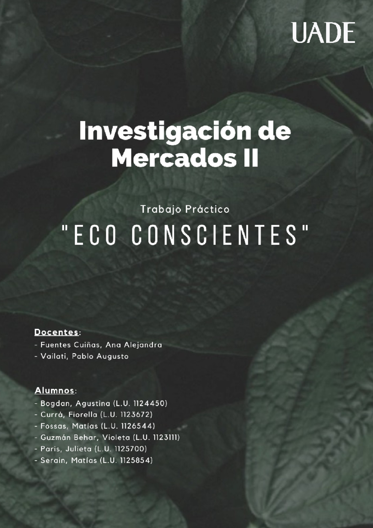 TP Eco conscientes - tp de eco - ÍNDICE - Studocu