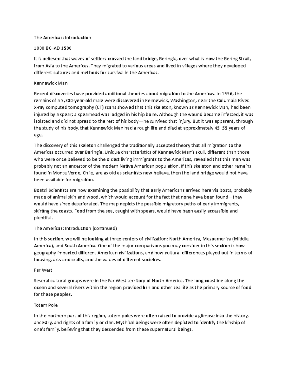 The Americas - This is the lecture notes for history. - The Americas ...