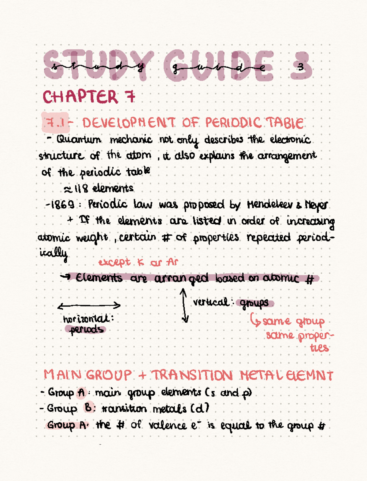 Study Guide Chem Midterm 3 - STUDY GUIDE 3 CHAPTER 7 7. DEVELOPMENT OF PERIODIC TABLE Quantum ...