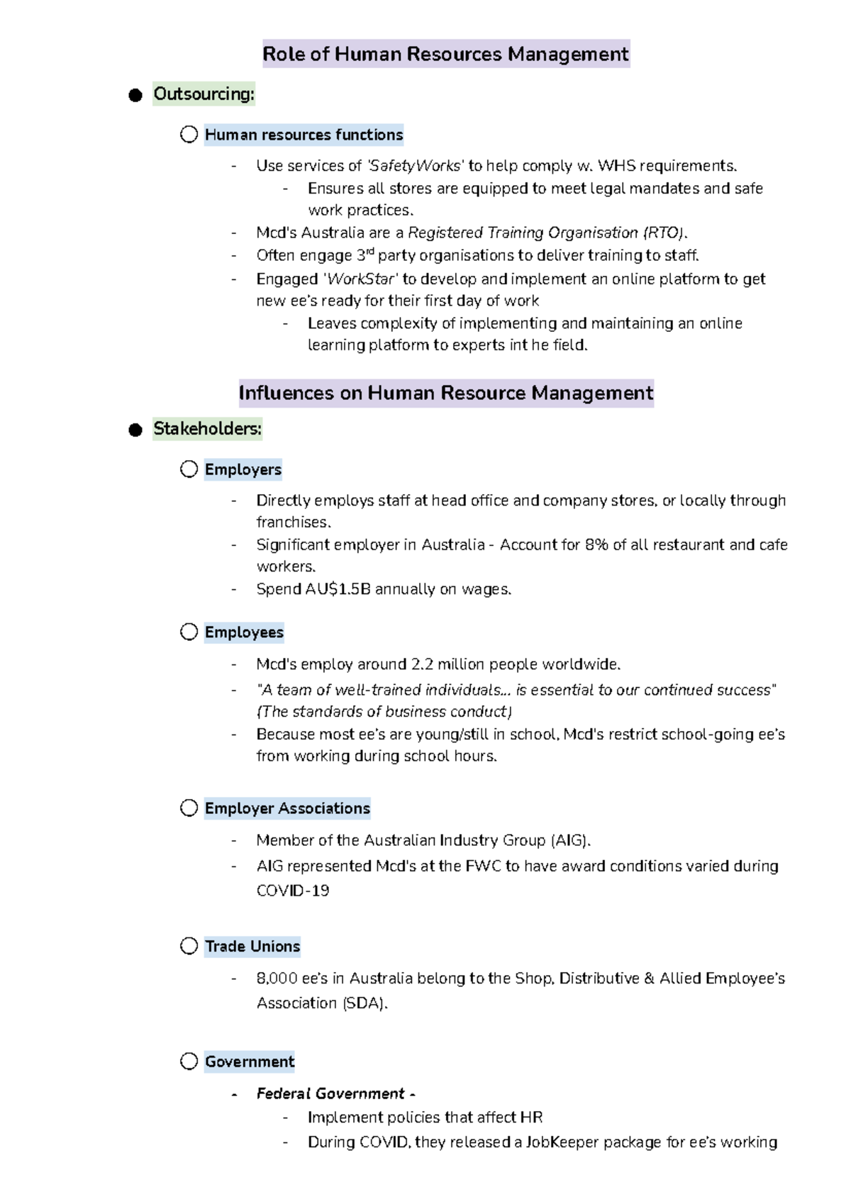 Human Resources Syllabus Case Studies - Role of Human Resources ...