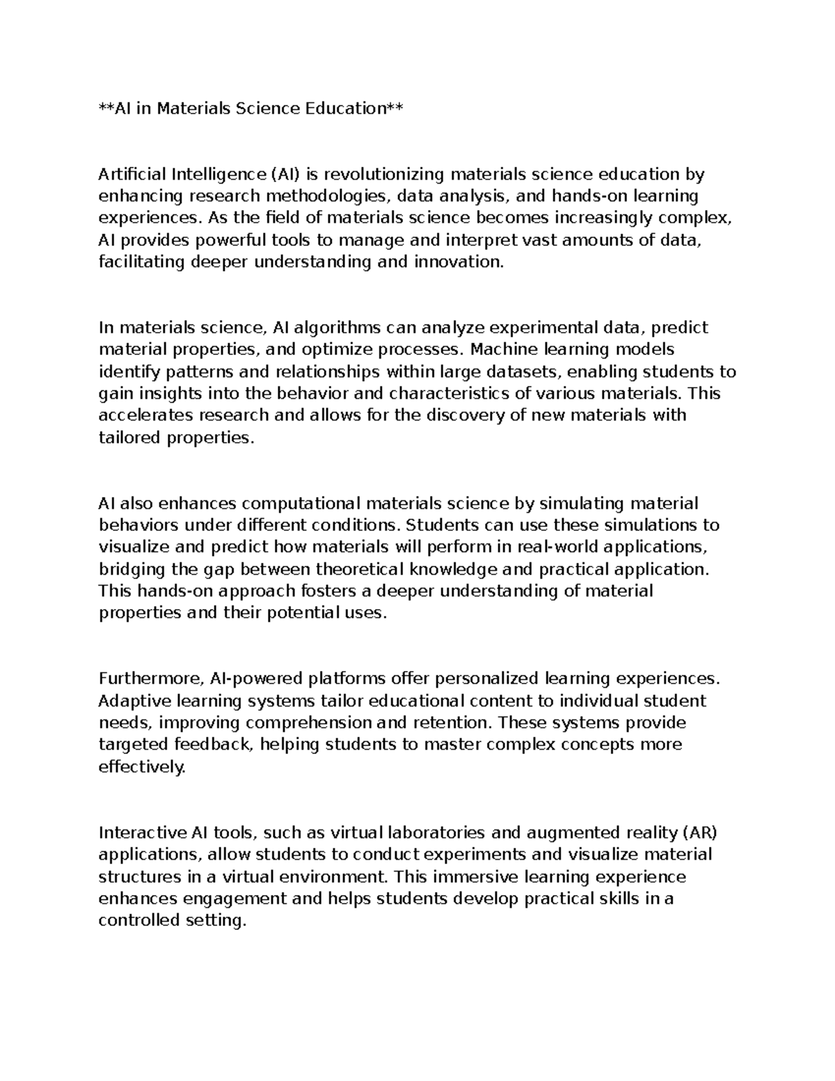 AI in Materials Science Education - AI in Materials Science Education ...