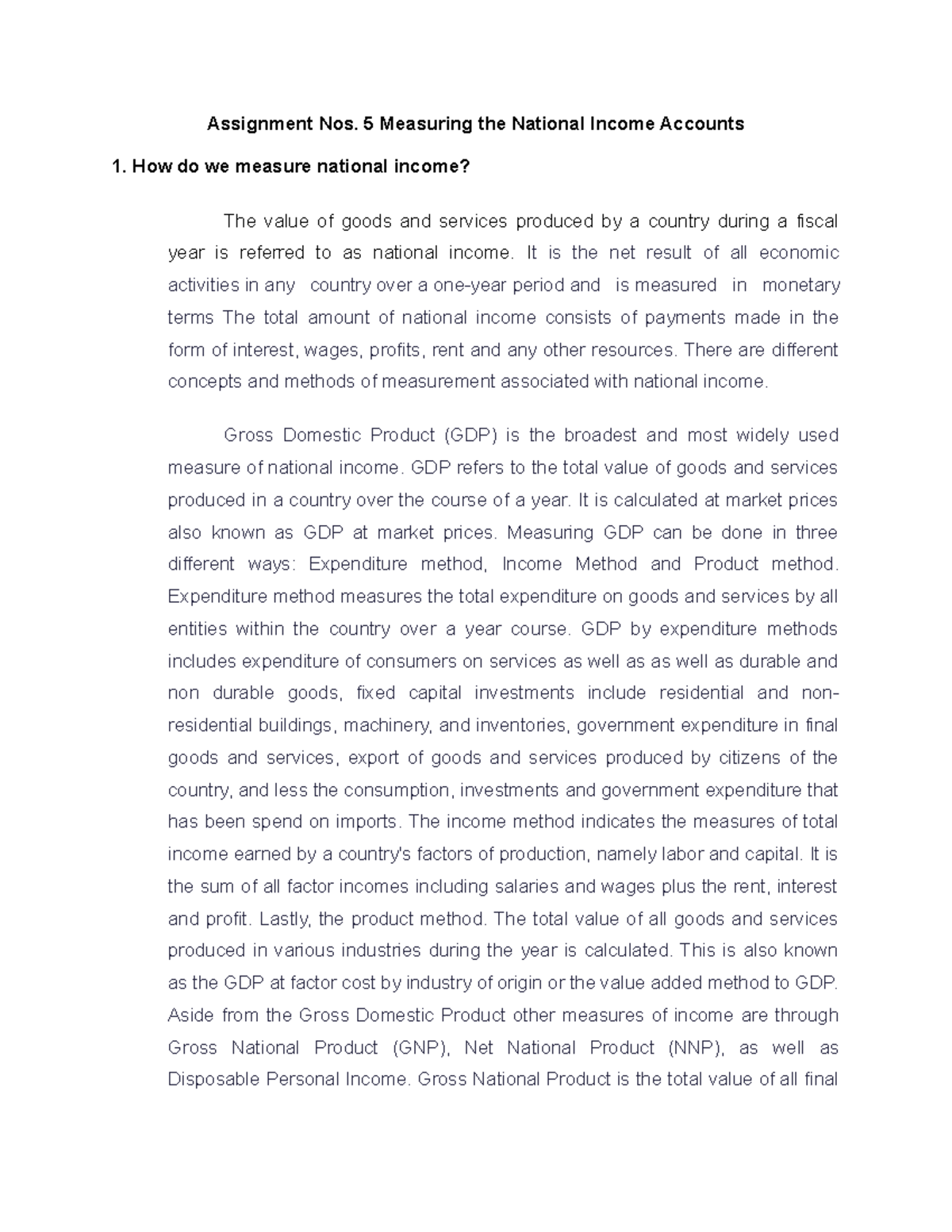 Assignment Nos.5 Measuring the National Income Accounts - Assignment ...