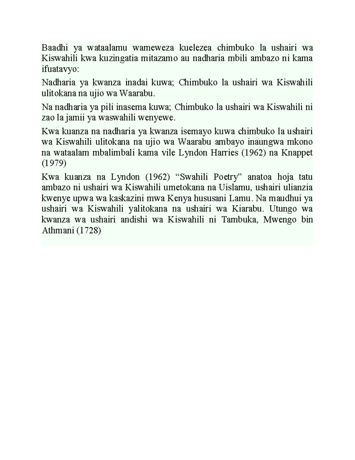 Chimbuko la ushairi - Na nadharia ya pili inasema kuwa; Chimbuko la ...