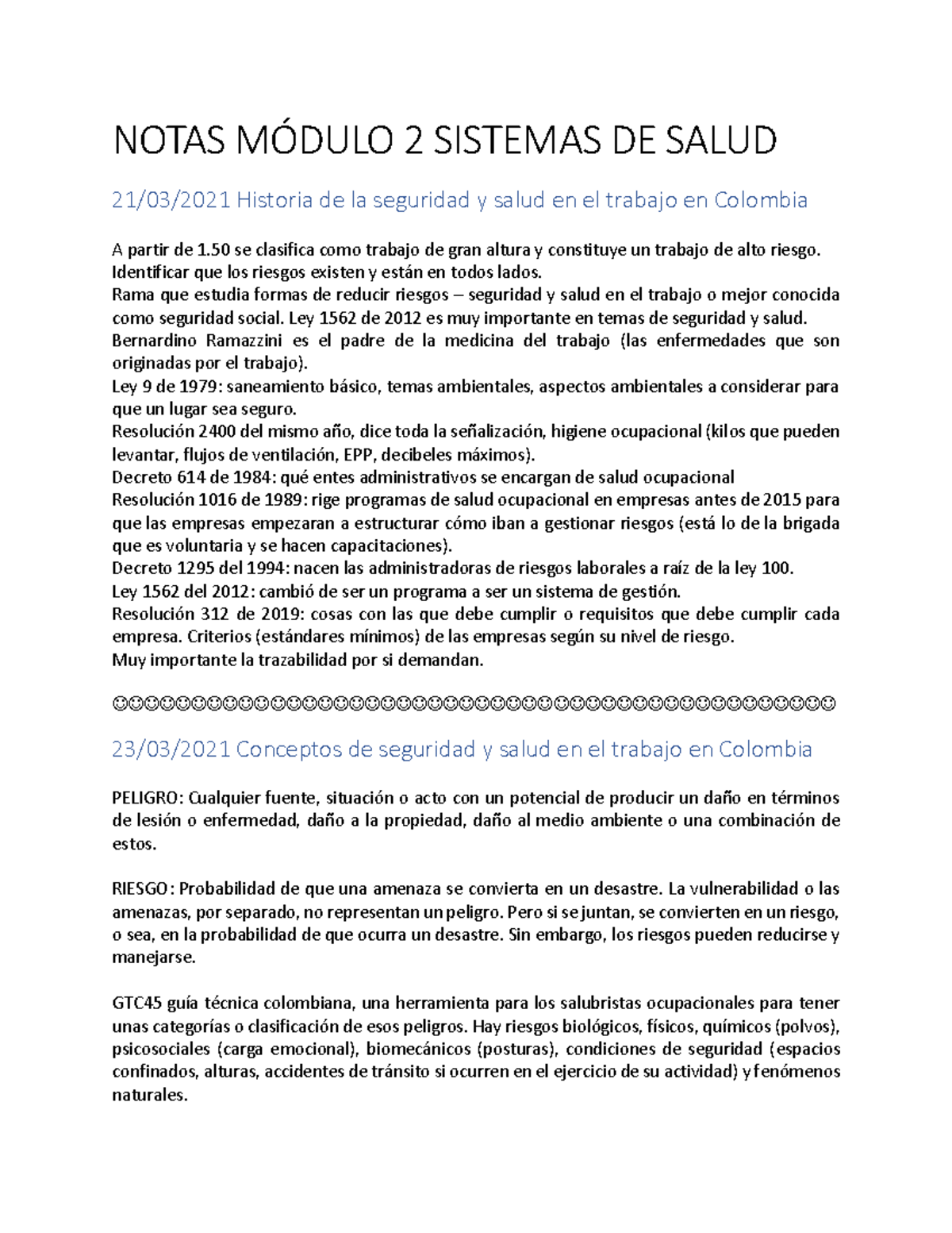 Notas MÓDULO 2 Sistemas DE Salud - NOTAS MÓDULO 2 SISTEMAS DE SALUD 21/03/2021 Historia de la ...