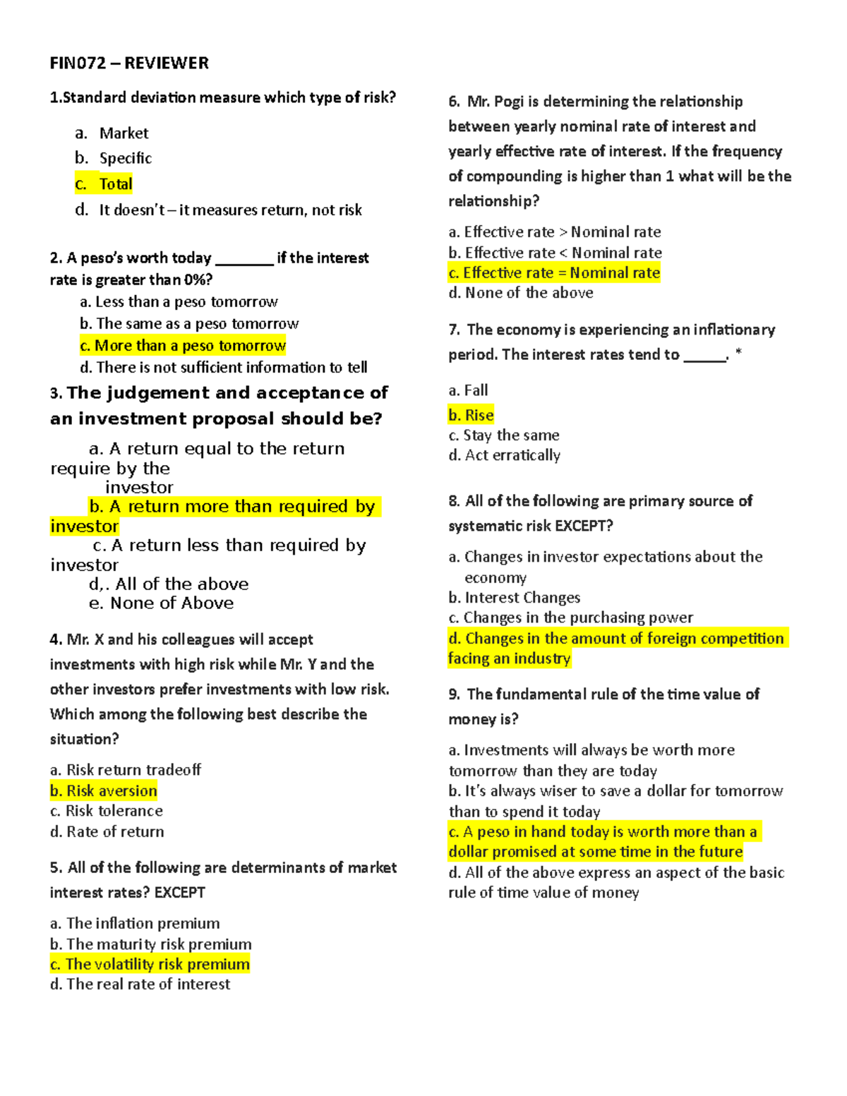 Financial Markets Reviewer for Qualifying exam - BS Accountancy - Studocu