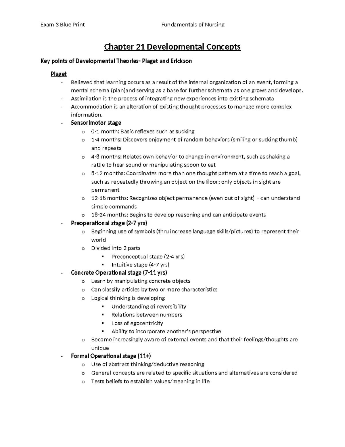 Exam 3 Blueprint - Study material for Weeks 2 thru 5. - Chapter 21 ...
