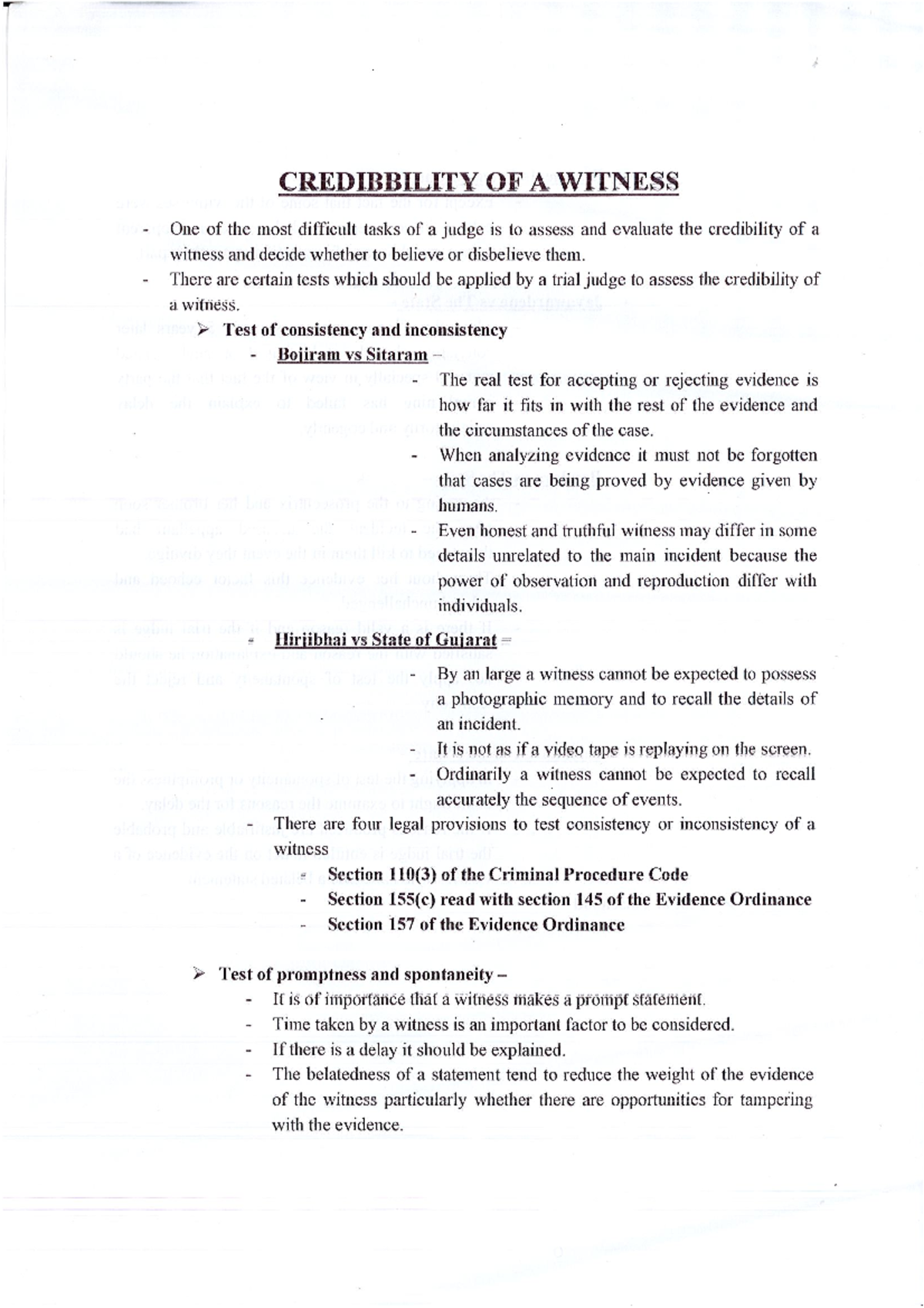 Credibility of a witness - International Finance - Studocu