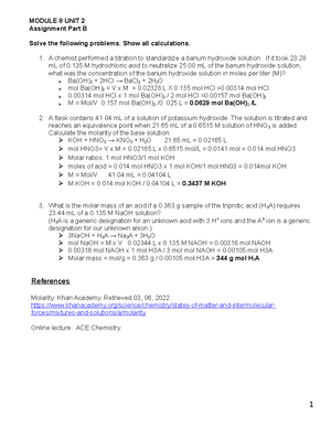 Module 9 Unit 1 Assignment A - MODULE 9 UNIT 1 Assignment Part A Use the chart in the Properties ...