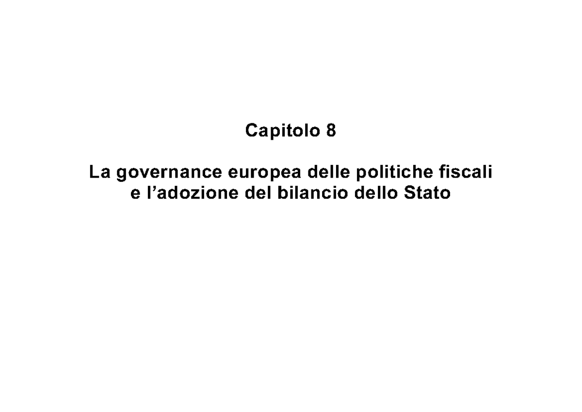 Slide Lezione 6 scienza delle finanze - Capitolo 8 La governance ...