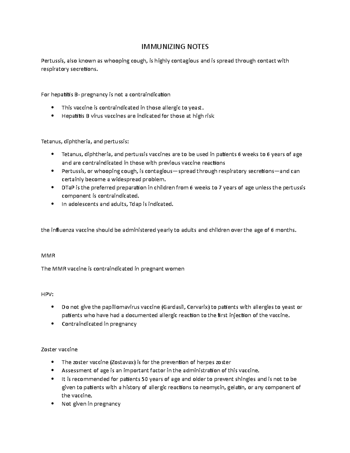 Immunizing Antivirals - IMMUNIZING NOTES Pertussis, also known as ...