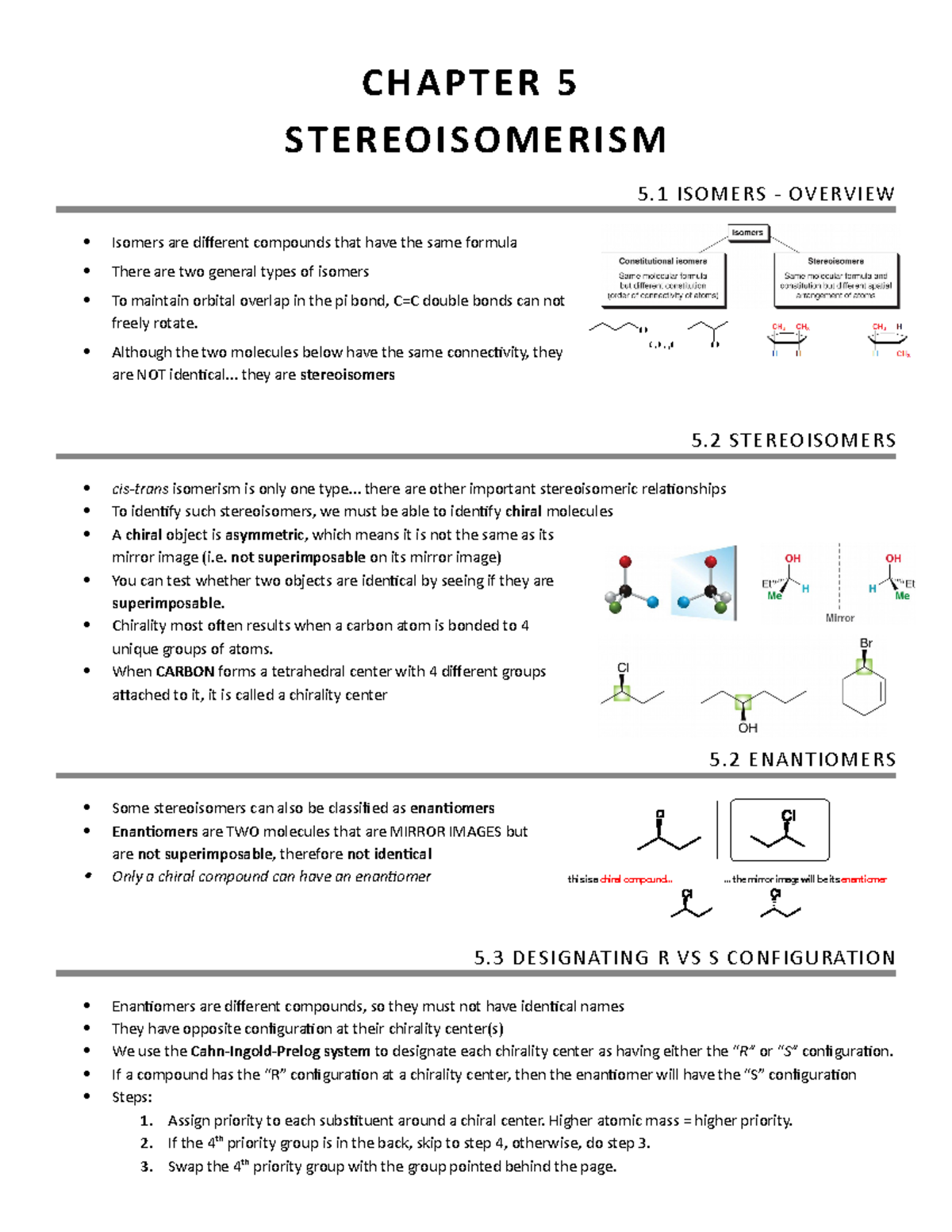 Chapter 5 - CHAPTER 5 STEREOISOMERISM 5 ISOMERS - OVERVIEW Isomers are ...