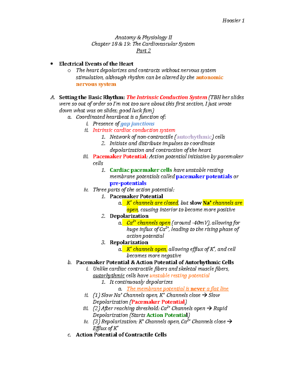 Cardiovascular Notes Part 2 - Anatomy & Physiology II Chapter 18 & 19 ...
