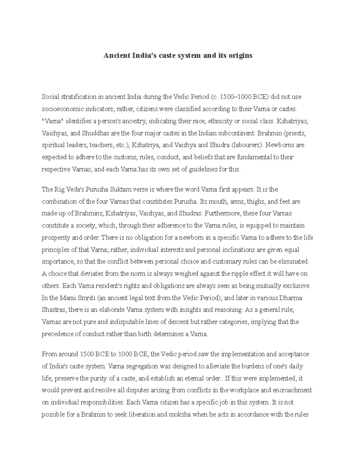 Caste System in Ancient India and beyond - Ancient India's caste system ...