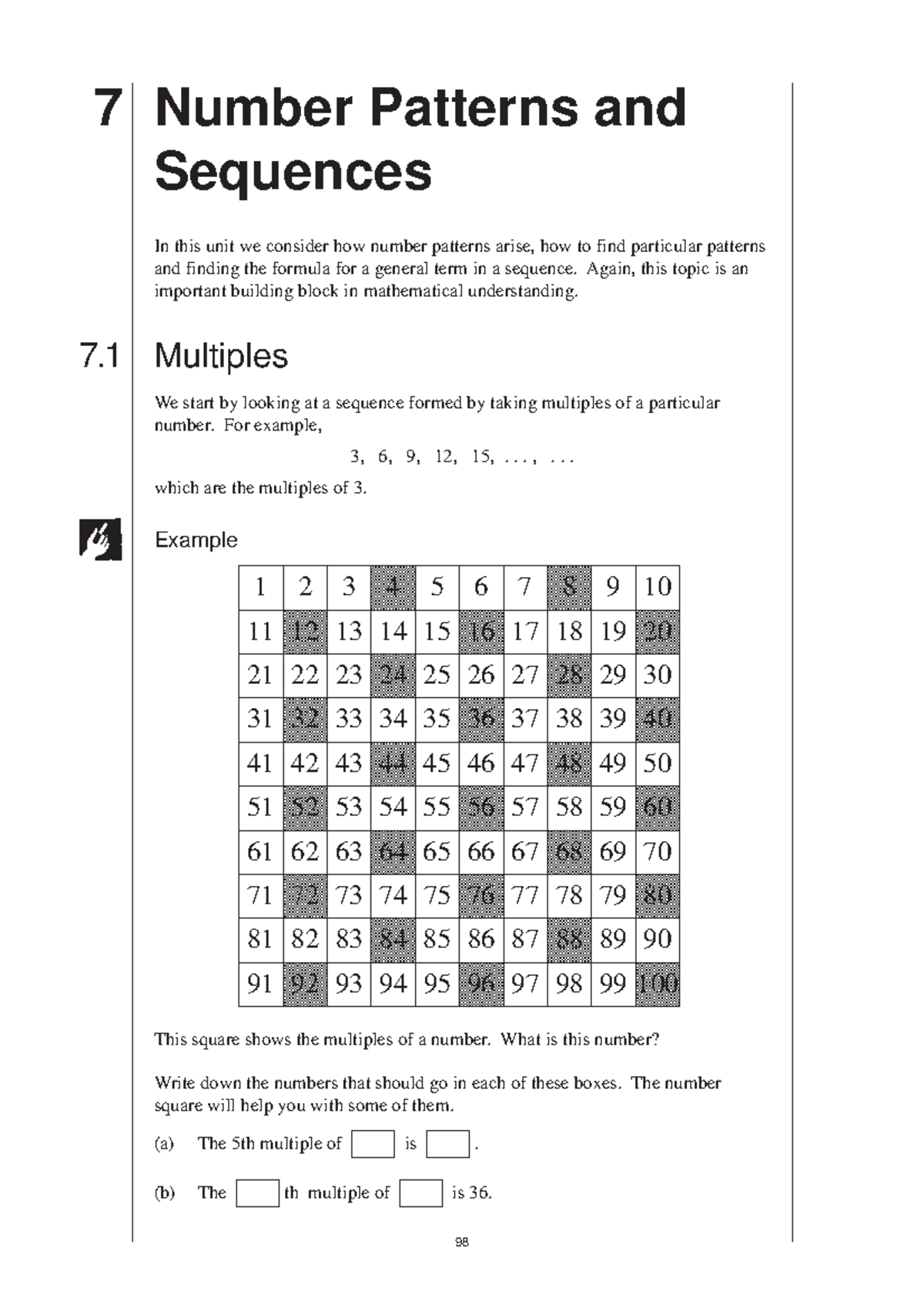 Bk7 7 - For academic use - 7 Number Patterns and Sequences In this unit ...