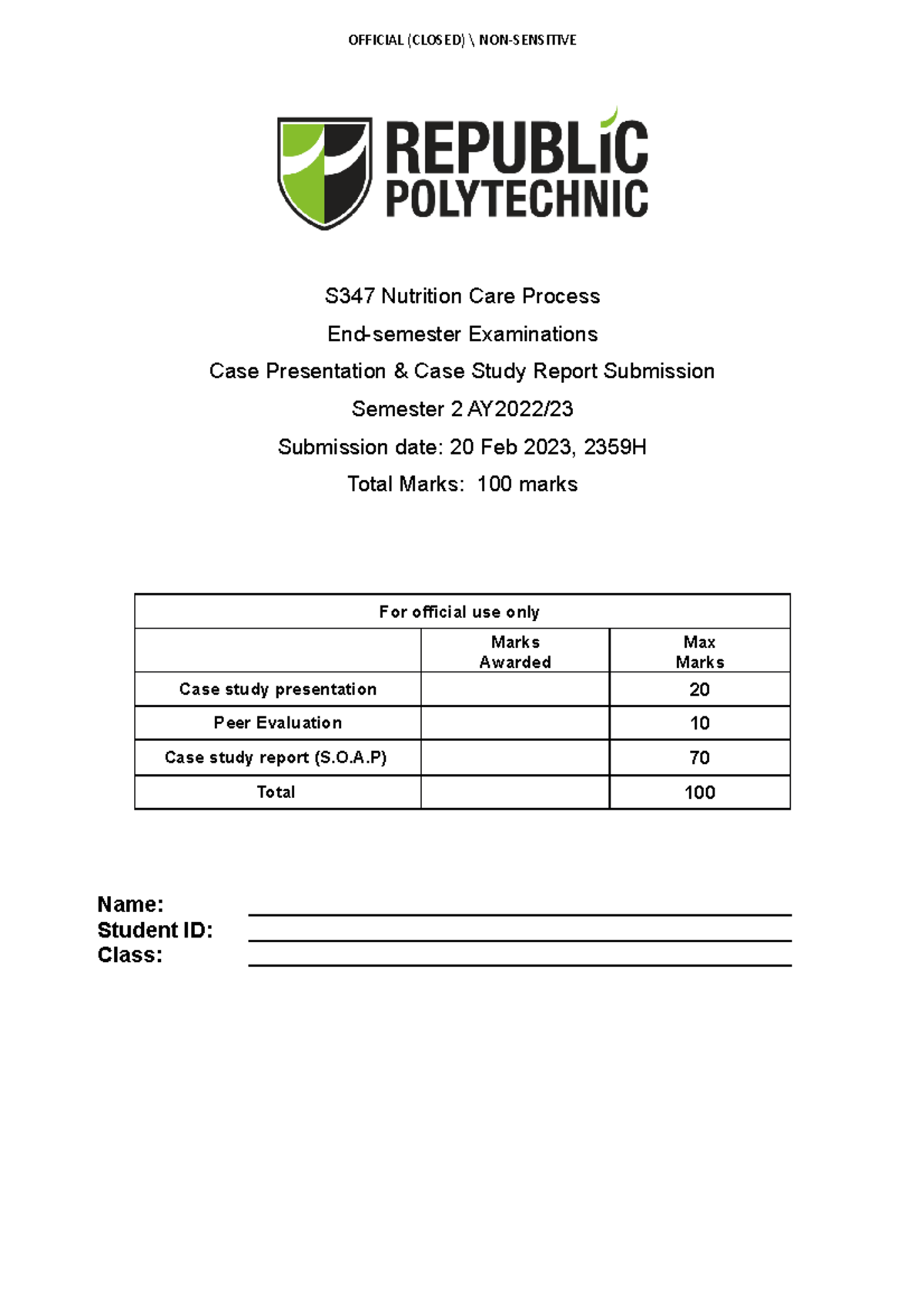 AY22 Sem 2 S347 ESE GA - ESE paper - S347 Nutrition Care Process End ...