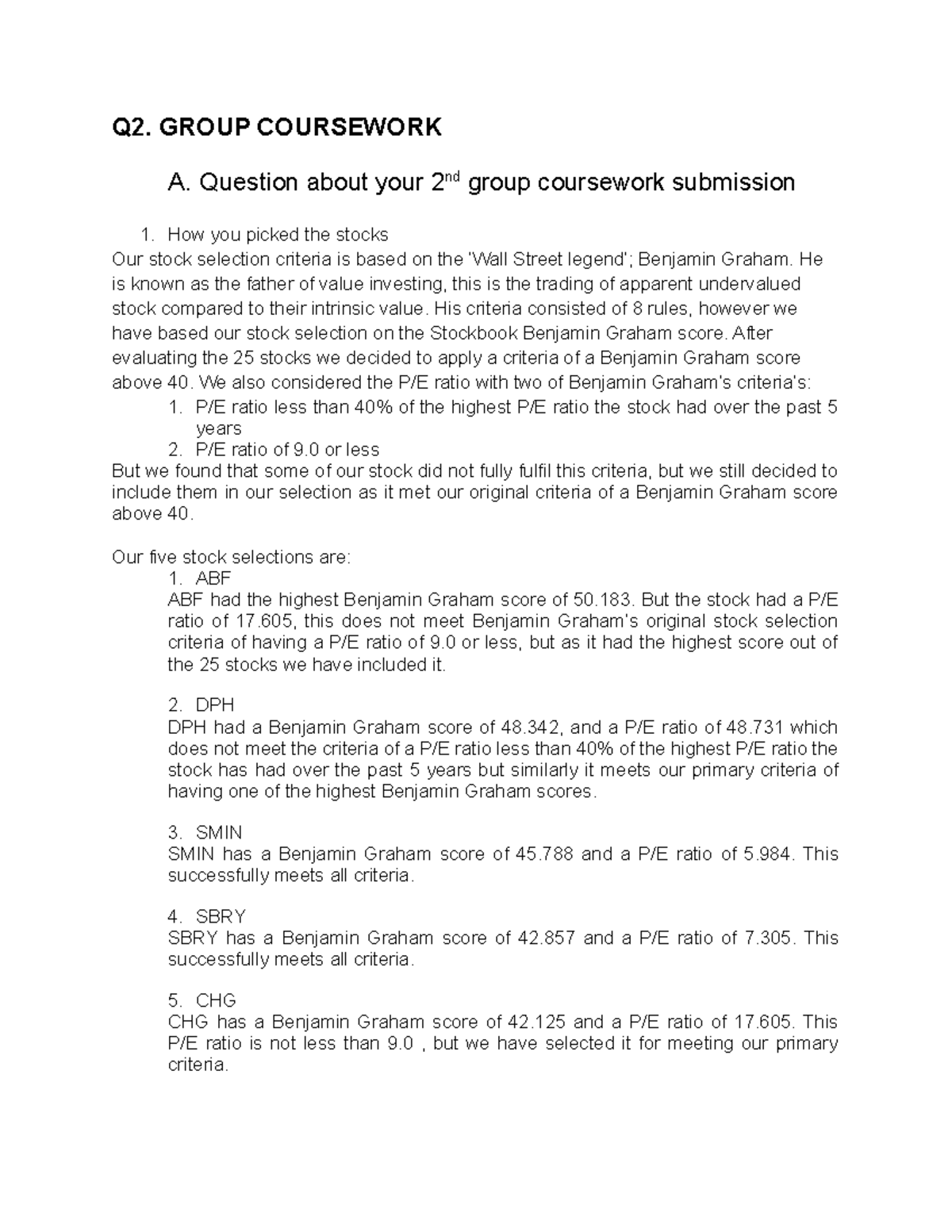 Ia Coursework Exam Questions Q2 Group Coursework A Question About Your 2 Nd Group Coursework